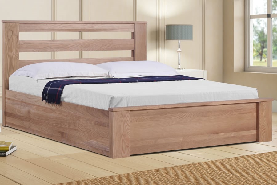 Charnwood Solid Light Oak Ottoman Storage Bed - Modern Design
