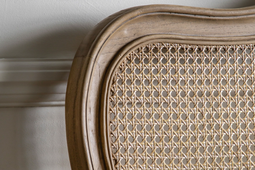 Wooden Bed Frame Rattan Head & Footboard - Curved Design - 3 Finishes - Ivy