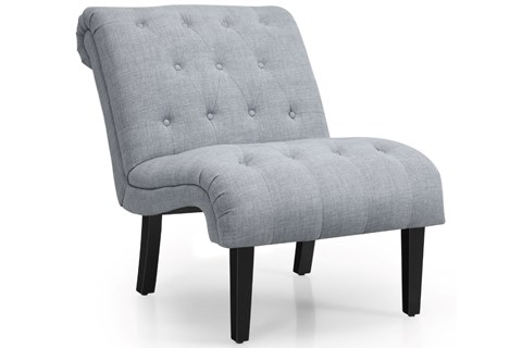 Bianca Linen Accent Armchair - Buttoned Back - Padded Seat