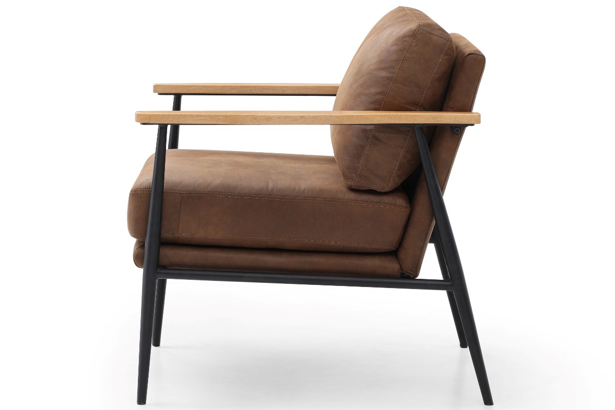 Brown Static Lounge Chair Sturdy Metal Base Bronx