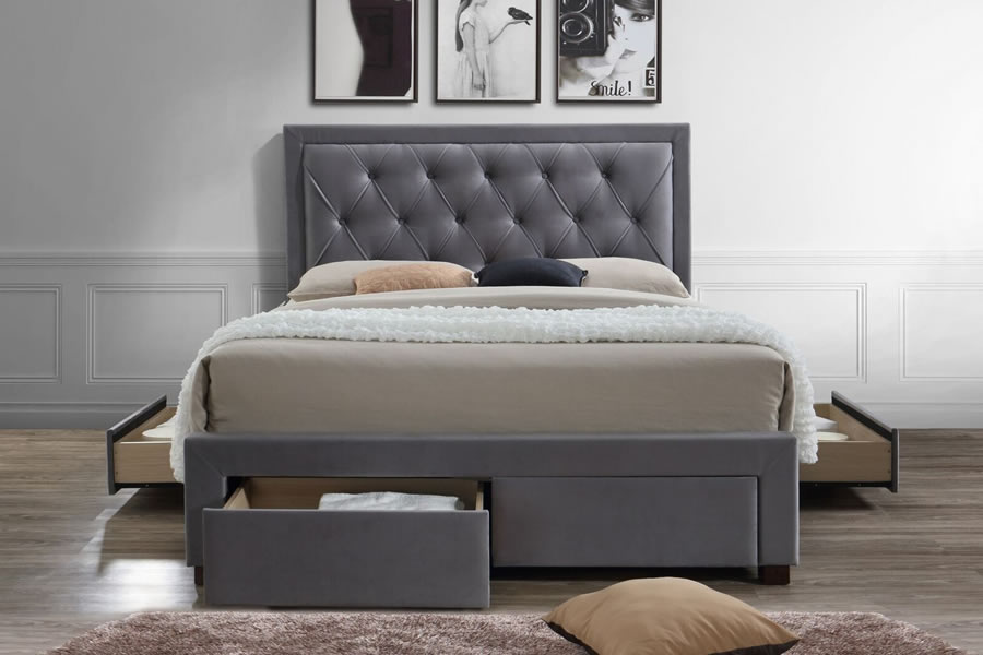 Grey bed frame super king store