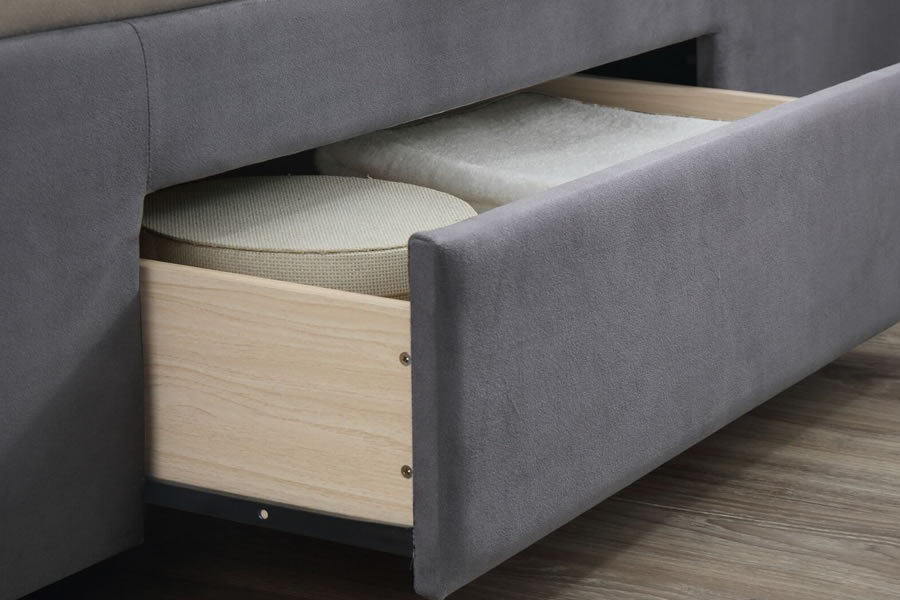 Woodbury grey fabric bed frame store