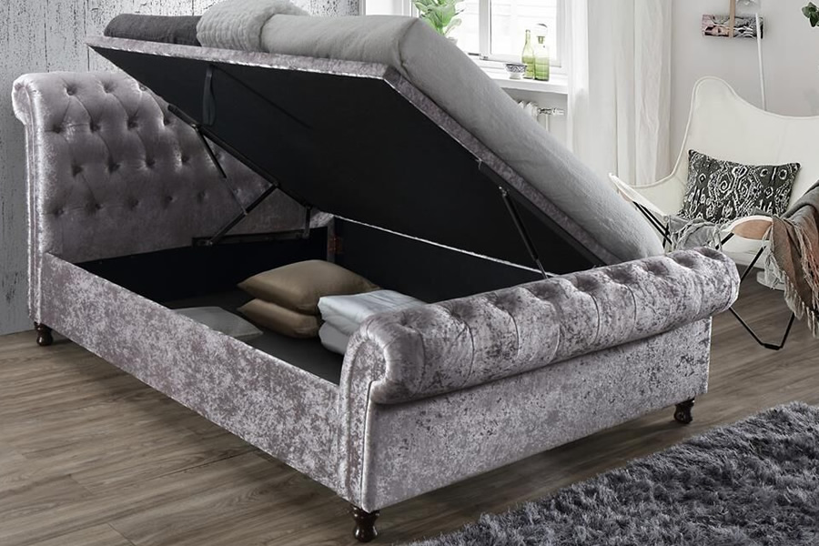 Castello Fabric Side Ottoman Storage Bed Frame