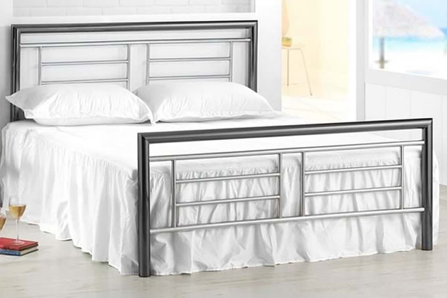Double Montana Metal Steel Tubular Bed Frame - Chrome/Nickel