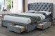King Size Hope Grey Velvet Storage Bed - Four Drawers
