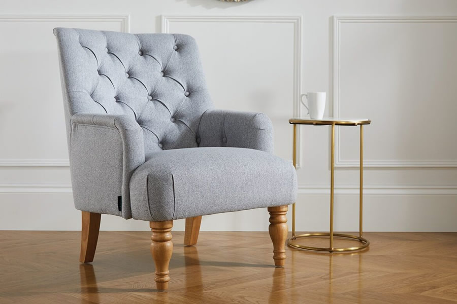 Deeply Padded Buttoned Back Bedroom Occasional Chair 2 Colours Padstow