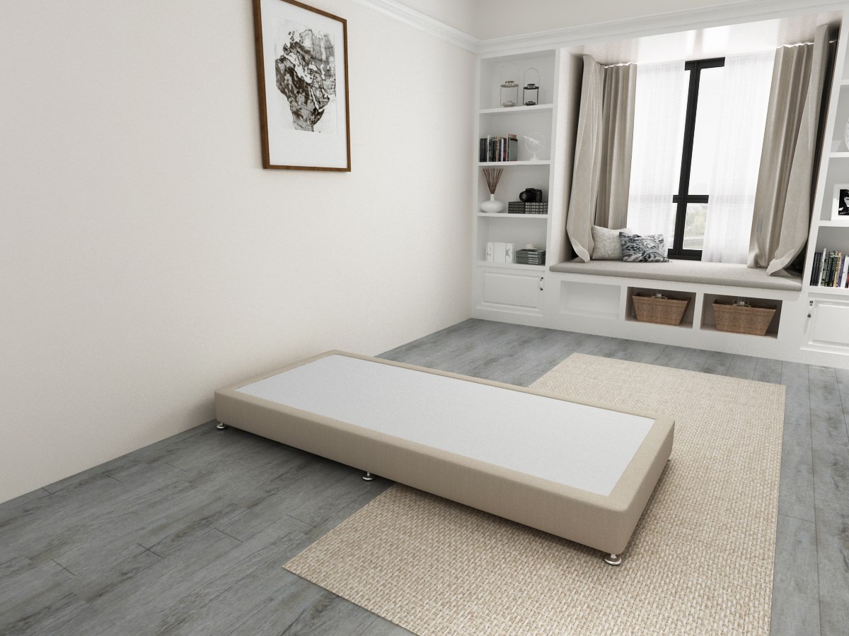 Cream Small Single 2'6'' Low Base On Glides Divan