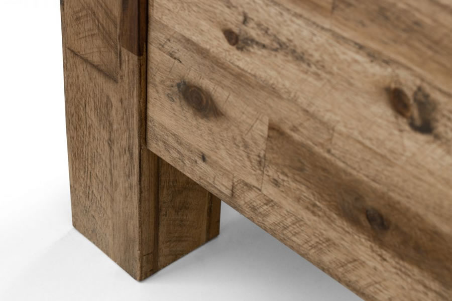 Teak Hardwood Bed Frame High Headboard Low Foot End Hoxton